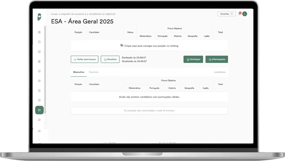 Concurso ESA 2025 - Ranking - Estratégia Militares